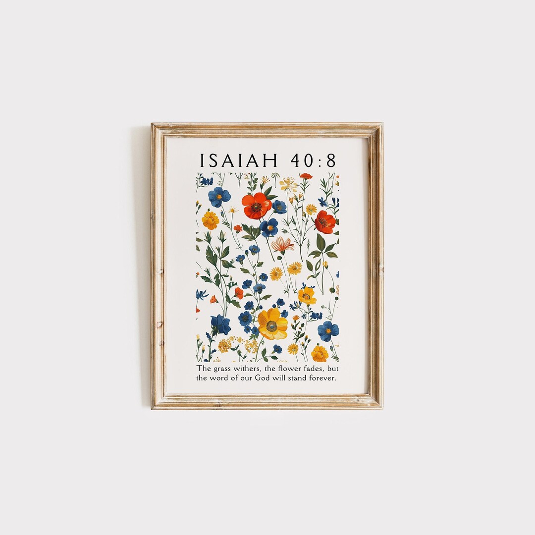 Isaiah 40:8 Flower Market Bible Verse Wall Art Christian Home Decor ...