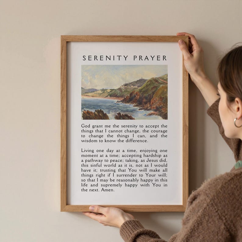 Vintage Serenity Prayer Christian Poster: Landscape Bible Verse ...