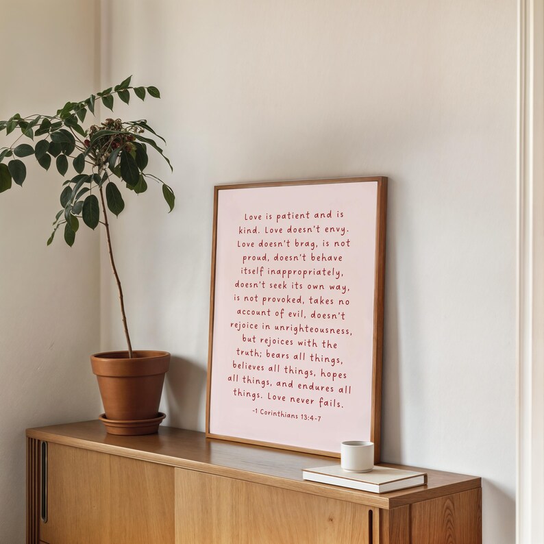 1 Corinthians 13 Valentines Print, Christian Wall Art (digital Download ...