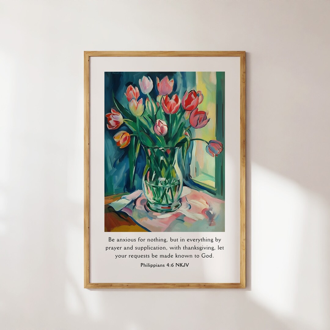 Ängstlich für nichts Bunte Tulpen Matisse Druck Christliche Wand Kunst Bibel Vers Schrift Poster ...