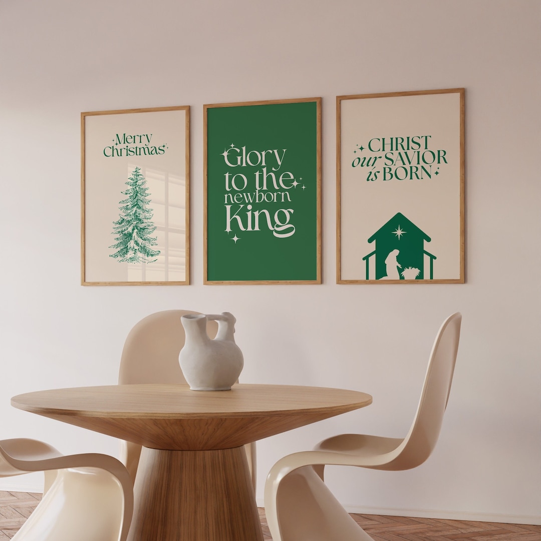 Christian Christmas Wall Art Set of 3, Holiday Season Bible Verse Wall ...