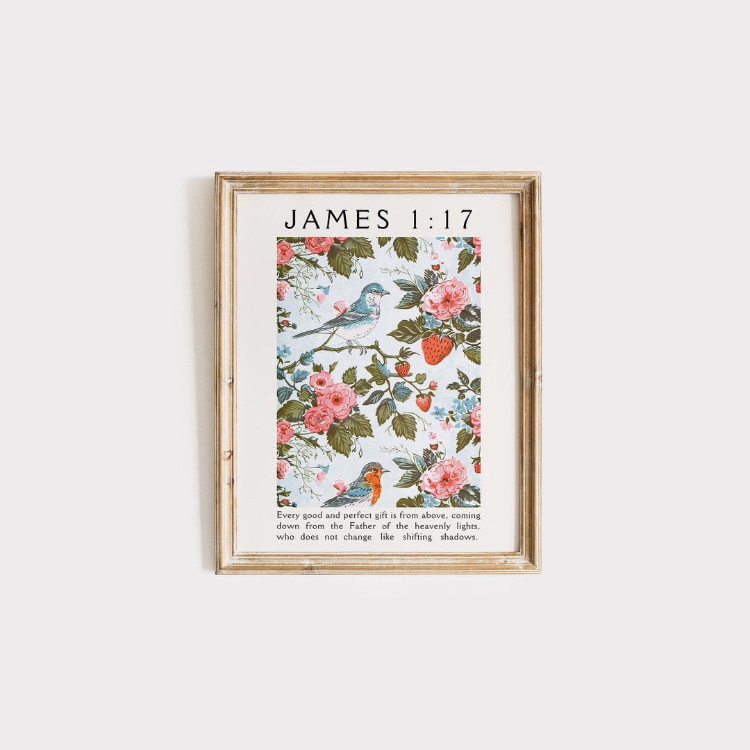 James 1:17 Vintage Chinoiserie Pattern Coquette Room Decor Christian ...