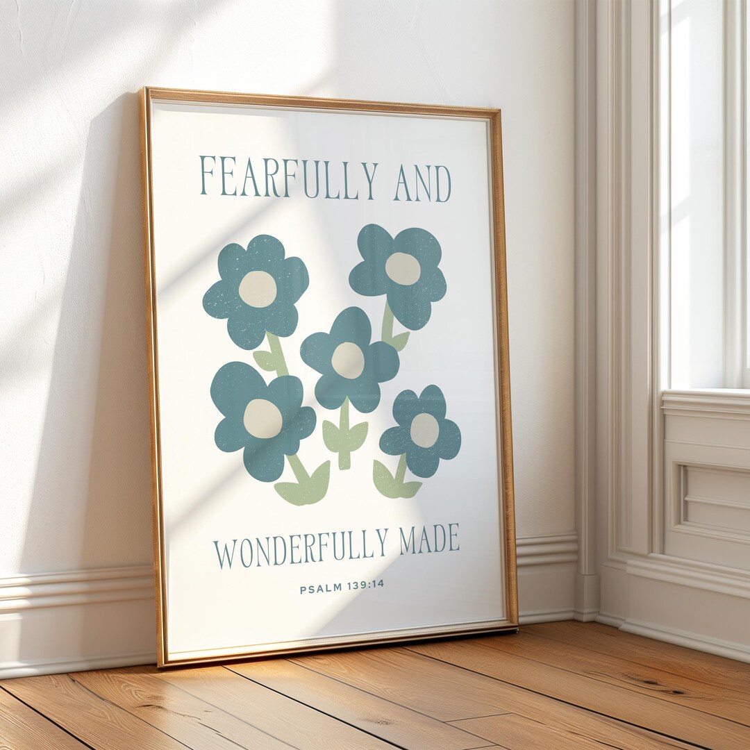 Psalm 139, Christian Wall Art, Blue Wall Art, Bible Verse Poster ...