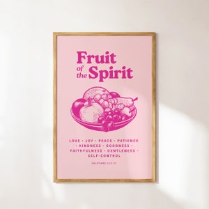 Fruit of the Spirit Wall Art, Retro Kitchen Print, Hot Pink Girly ...