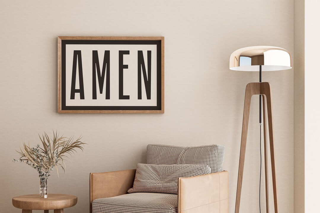 AMEN Minimalist Landscape Print, Christian Quote Wall Art, Printable ...