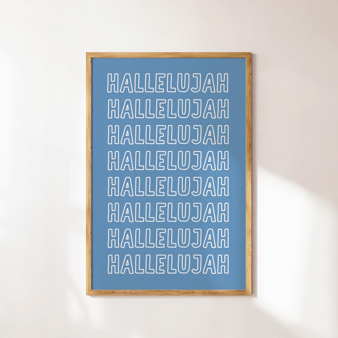 Hallelujah Print: Christian Scripture, Blue Wall Art (digital Download ...