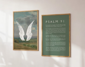 Psalm 91 Set of 2 Christian Wall Art Minimalist Aesthetic Print Bible ...