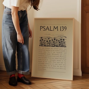 Psalm 139 Vintage Christian Wall Art Neutral Printable Wall Art ...
