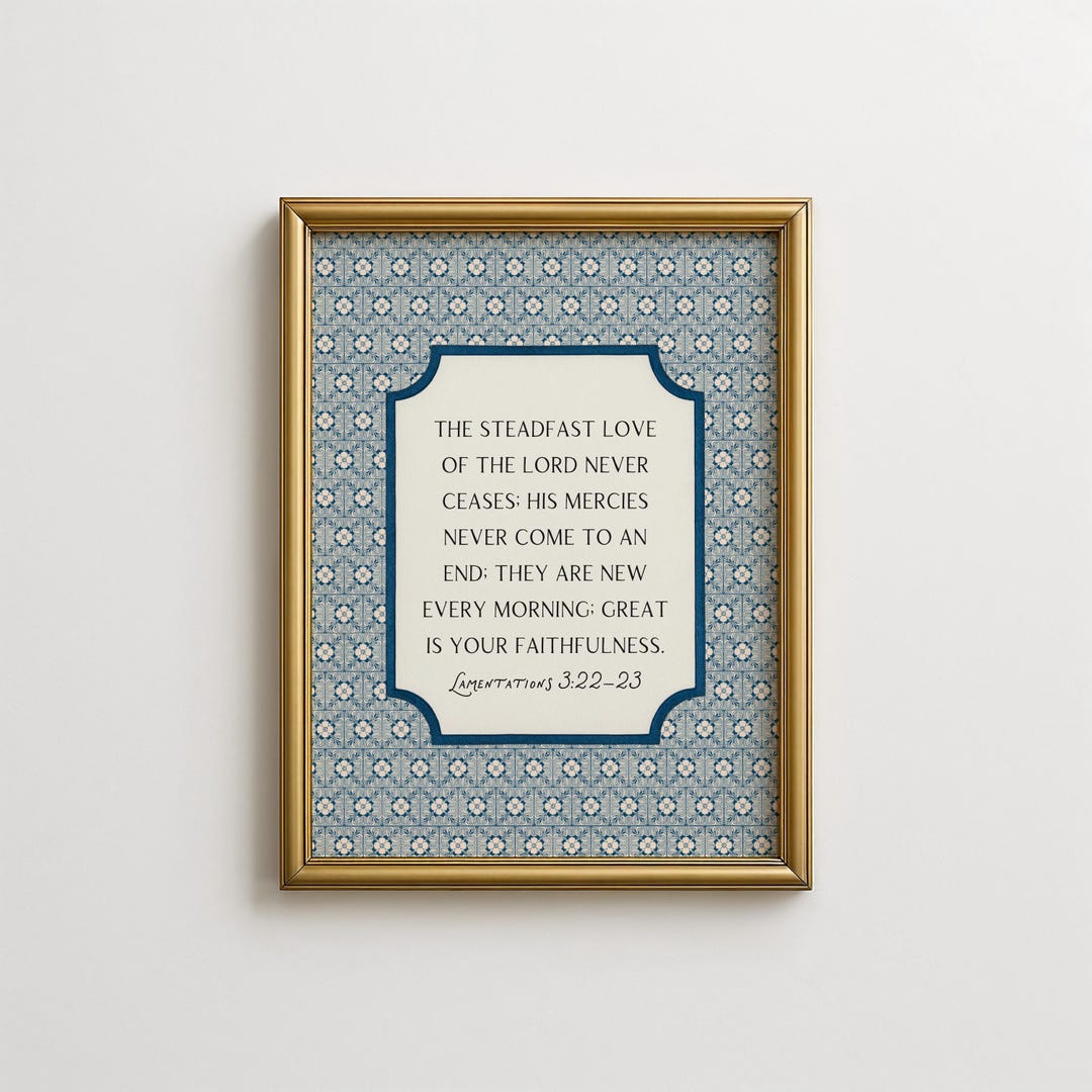Christian Wall Art Printable - Lamentations 3 Bible Verse, Blue ...
