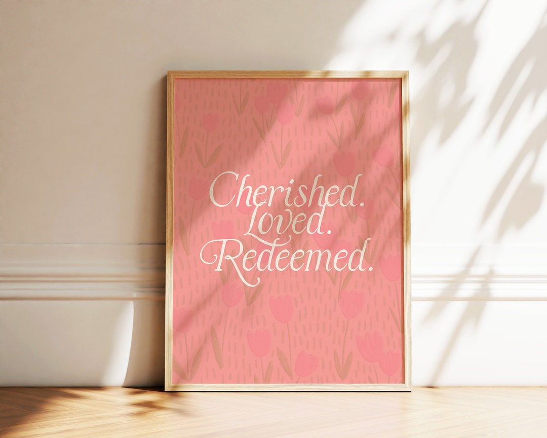 Cherished. Loved. Redeemed. Christian Wall Art Minimalist Typography ...