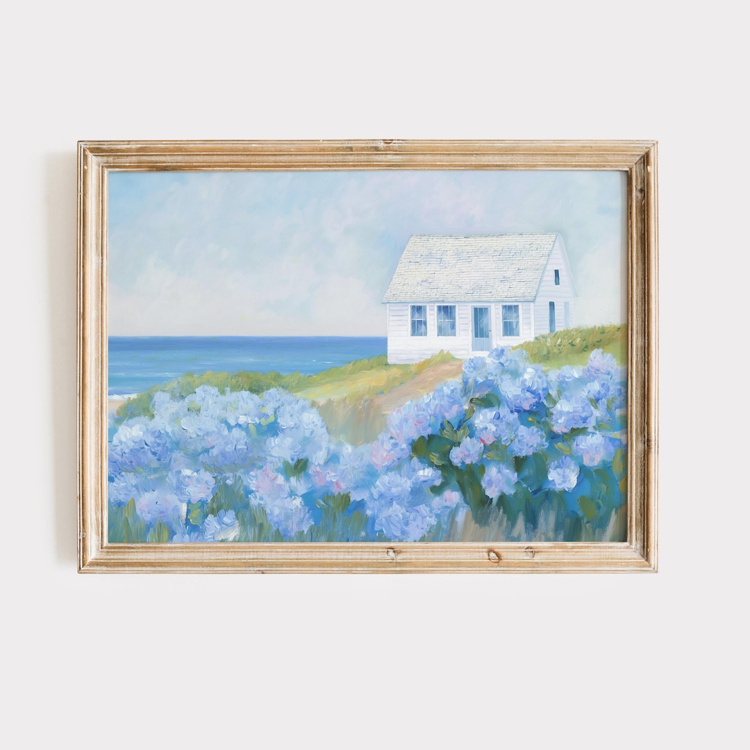 Beach Cottage Wall Art | Coastal Printable | Ocean Landscape Painting ...