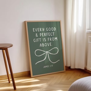 Every Good Gift is From Above Cute Bow Christian Wall Art Bible Verse ...