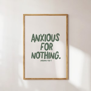 Philippians 4 Anxious for Nothing Christian Wall Art Printable Sage ...