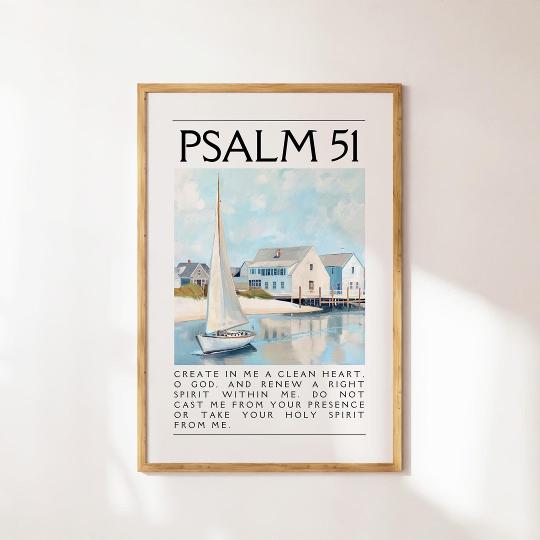 Psalm 51 Christian Poster, Christian Wall Art, Bible Verse Wall Art ...