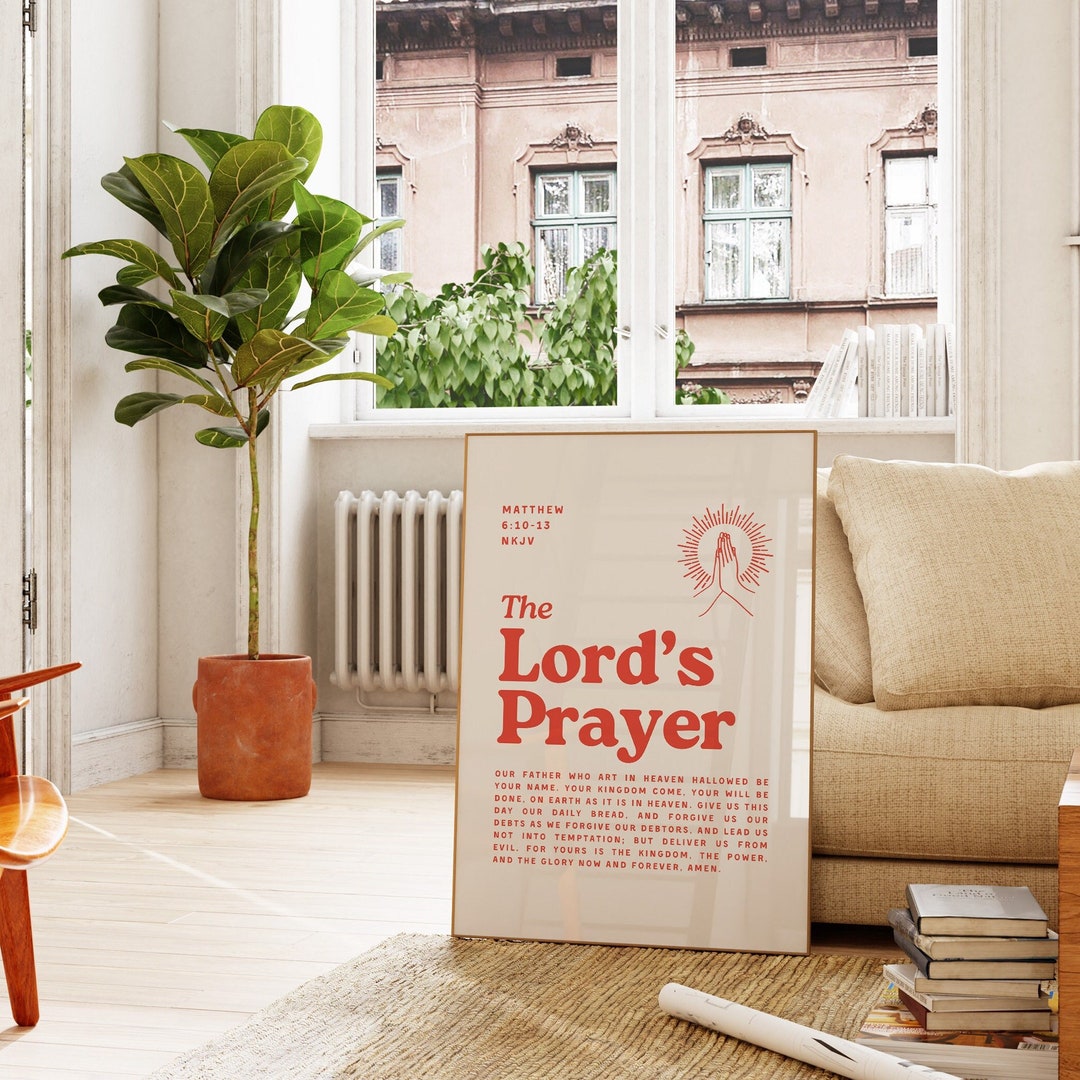 The Lord's Prayer Retro Christian Wall Art Minimalist Christian Poster ...