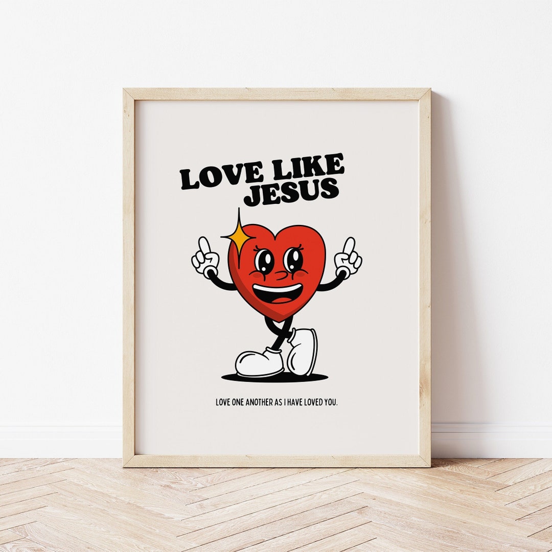 Love Like Jesus Large Wall Poster, Retro Mascot Wall Art, Christian ...