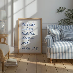 Psalm 34:8 Christian Wall Art Bible Verse Quote Coastal Granddaughter ...