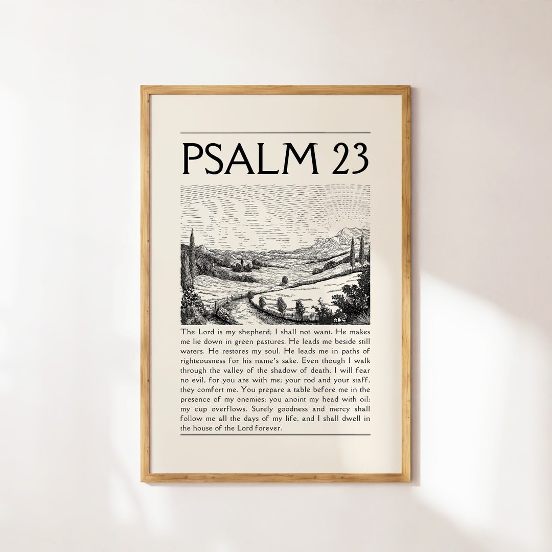 Vintage Psalm 23 Art Print: Neutral Christian Decor (digital Download ...