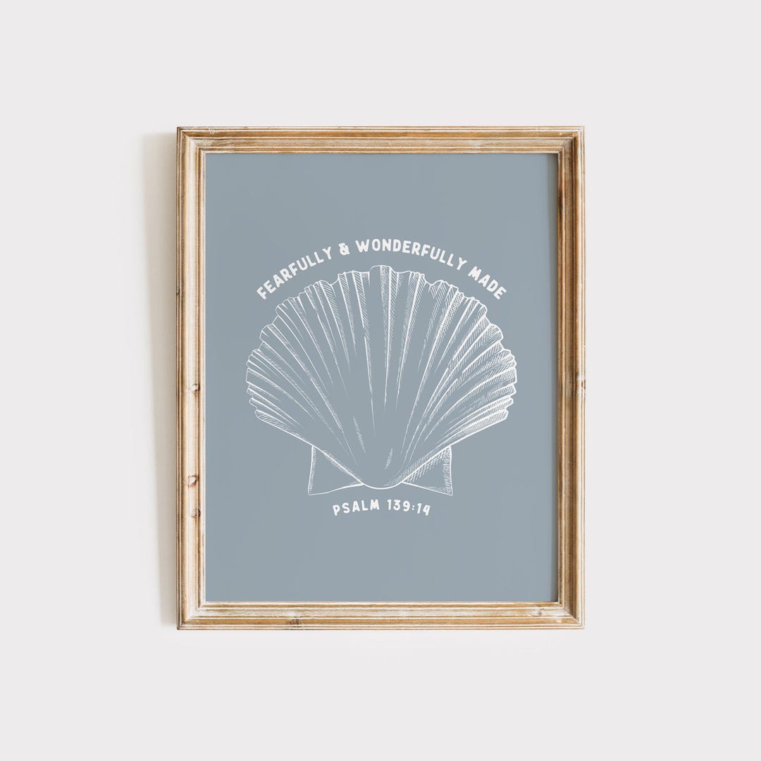 Fearfully and Wonderfully Made Poster, Seashell Print, Coastal Wall Art ...