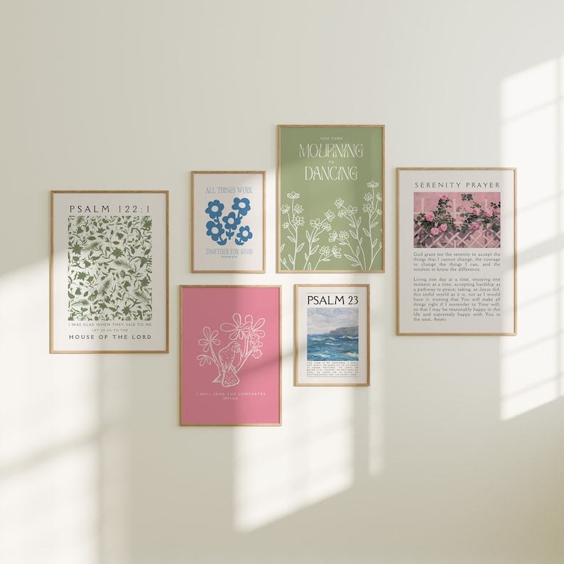 Summer Pastels Christian Wall Art: Bible Verse Gallery Set (digital ...