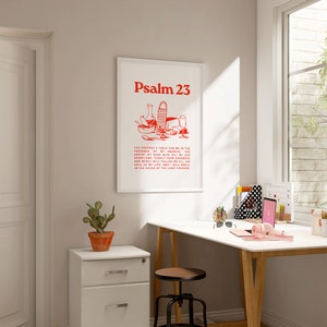 Psalm 23, Retro Red Kitchen Print, Preppy Wall Art, Dorm Room ...
