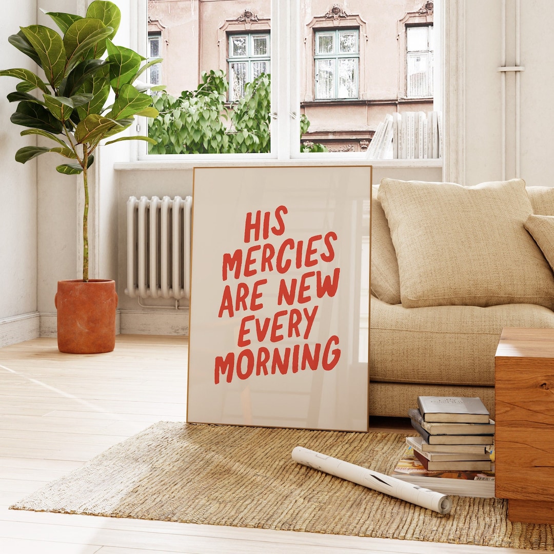 New Mercies Minimalist Christian Typography Wall Art Print Art Digital ...