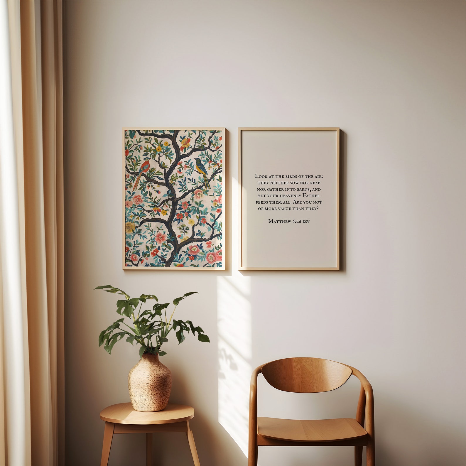 Chinoiserie Vase Print Set: Matthew 6 Bible Verse Art (digital Download ...