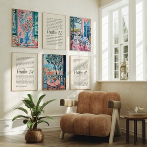 Cafe Psalm Series Christian Wall Art, Gallery Wall Set Colorful Prints ...