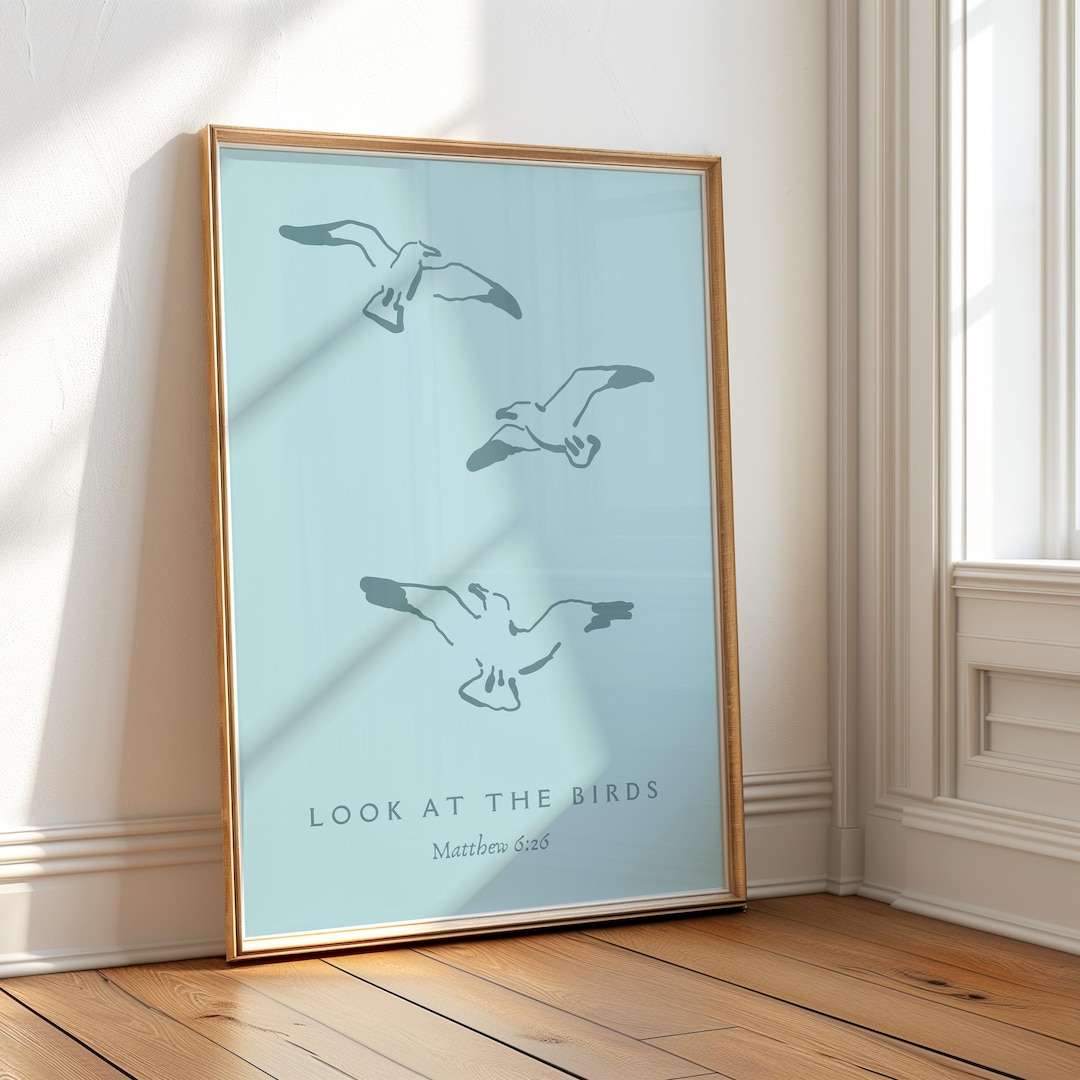 Matthew 6 Christian Wall Art: Blue Bible Verse Poster (digital Download ...