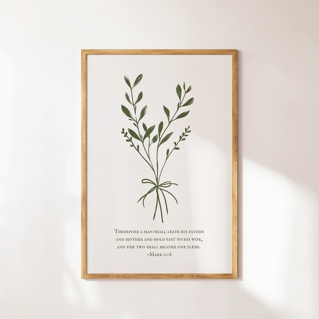 Mark 10:8 Scripture Wall Art | One Flesh Bible Verse Print | Christian ...