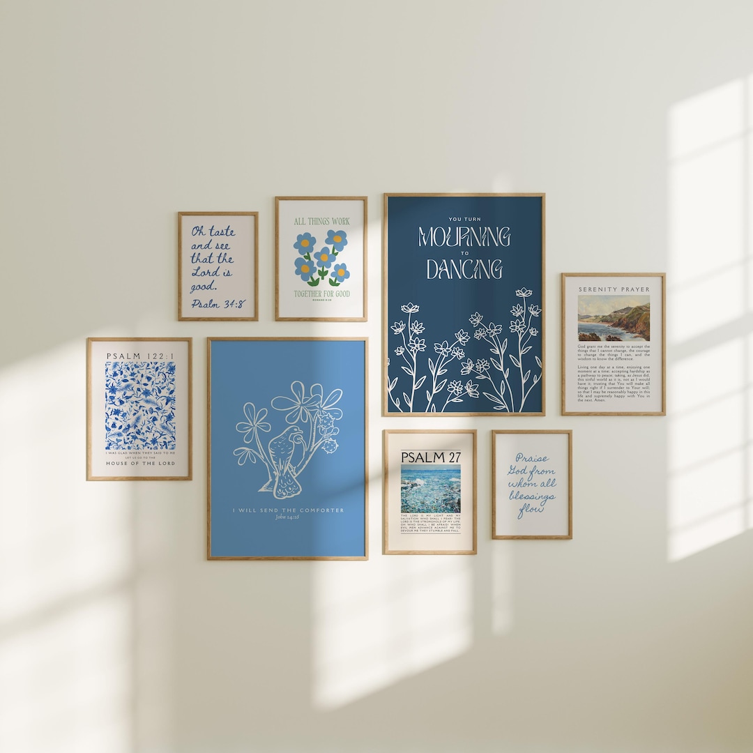 Christian Wall Art Bundle, Bible Verse Gallery Wall Set, Vintage ...