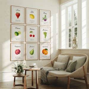 Vintage Fruit of the Spirit Wall Art Gallery Colorful Set of 9 for ...