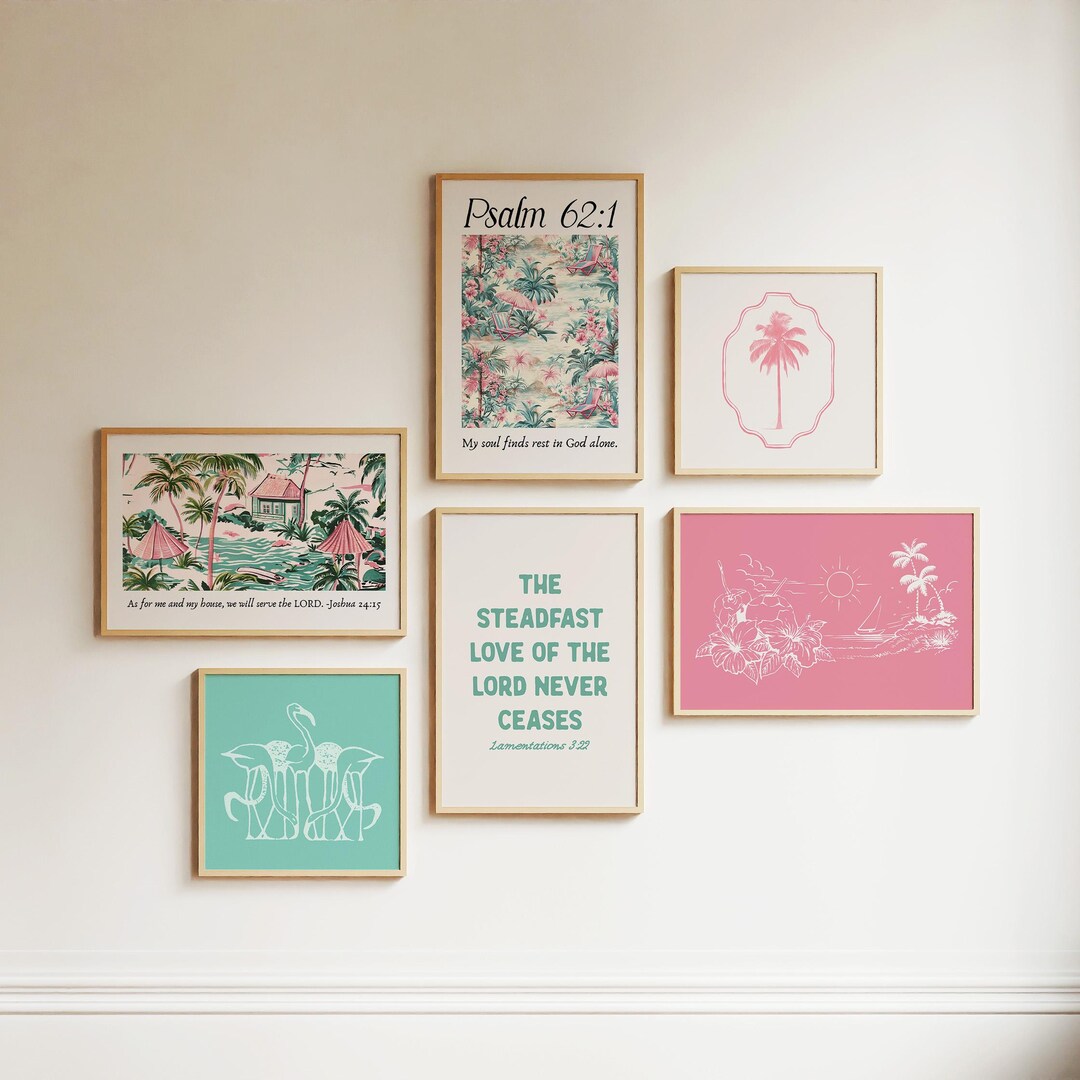Tropical Christian Wall Art Set: Summer Bible Verse Prints (digital ...