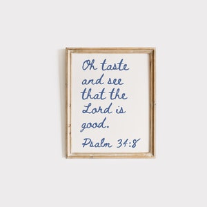 Psalm 34:8 Christian Wall Art Bible Verse Quote Coastal Granddaughter ...