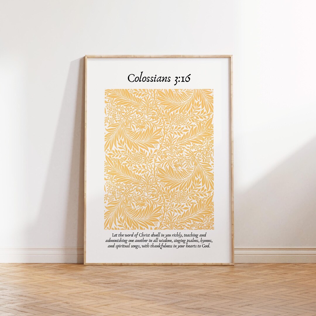 Colossians 3:16 Christian Wall Art Flower Market Poster Bible Verse ...
