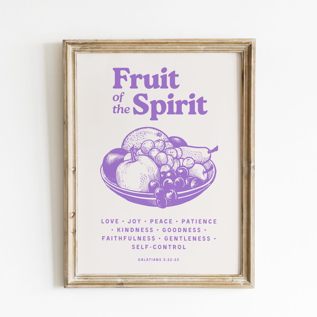 Fruit of the Spirit Minimalist Purple Christian Typography Trendy Art ...