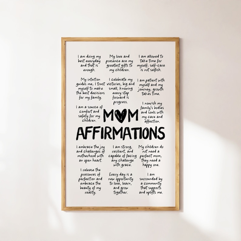 Mom Affirmations Printable Wall Art: Positive Quotes (digital Download ...