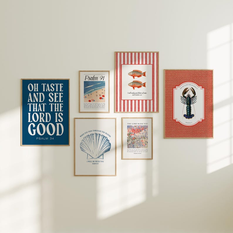 Coastal Bible Verse Art Prints: Nautical Christian Decor (digital ...