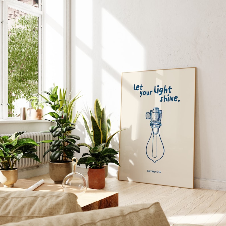 Let Your Light Shine Print: Christian Bible Verse Wall Art (digital ...