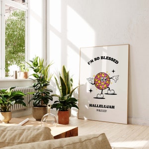I'm so Blessed Large Wall Poster, Retro Mascot Wall Art, Christian Wall ...