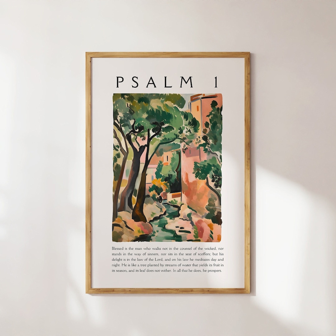 Psalm 1 Vintage Christian Wall Art Matisse Print Sage Green Wall Art ...