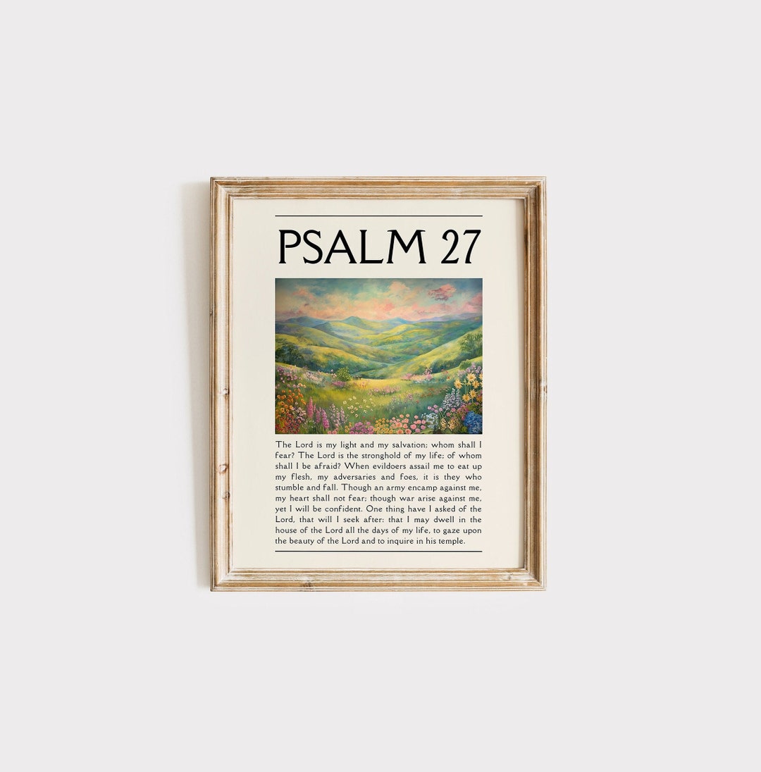 Psalm 27 Vintage Christian Wall Art Bible Verse Poster Landscape ...