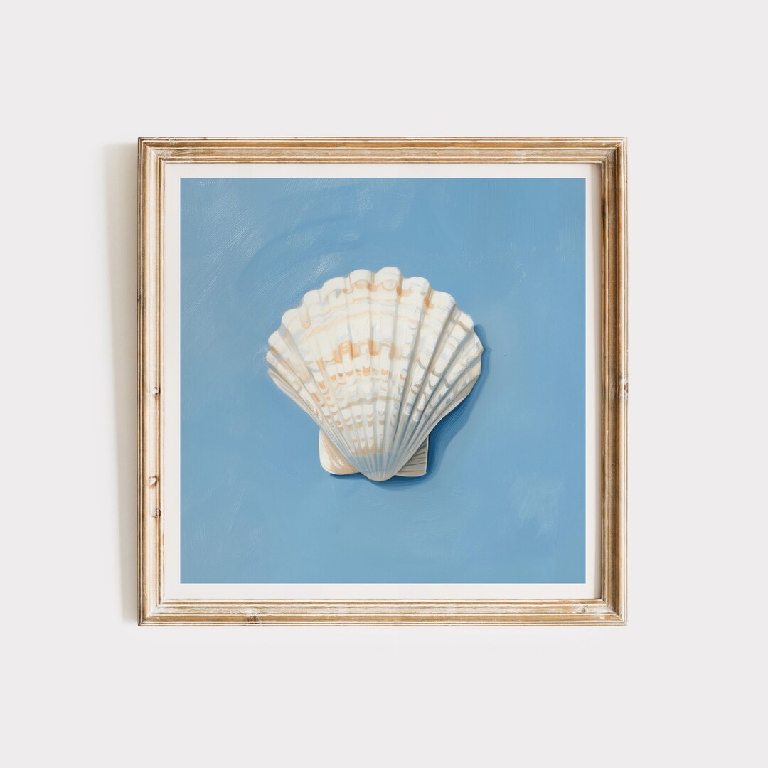 Blue Seashell Print, Coastal Wall Art, Coastal Granddaughter Prints ...