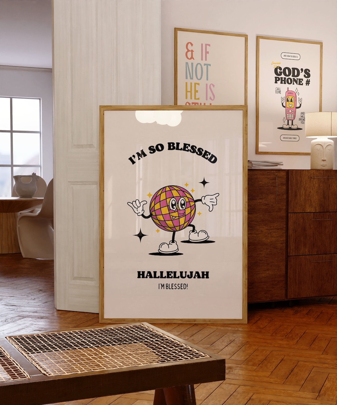 I'm so Blessed Large Wall Poster, Retro Mascot Wall Art, Christian Wall ...
