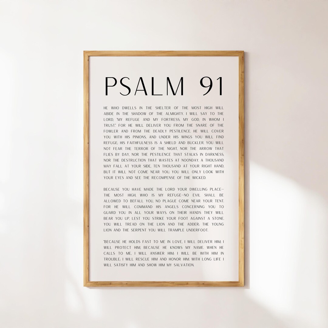 Psalm 91, Christian Wall Art, Printable Art Posters, Bible Verse Decor ...