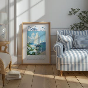 Psalm 23 Christian Wall Art, Coastal Granddaughter Prints, Bible Verse ...
