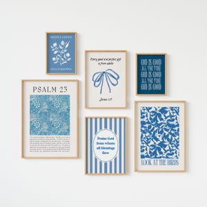 Blue Christian Scripture Art Prints: Modern Bible Verse Decor (digital ...