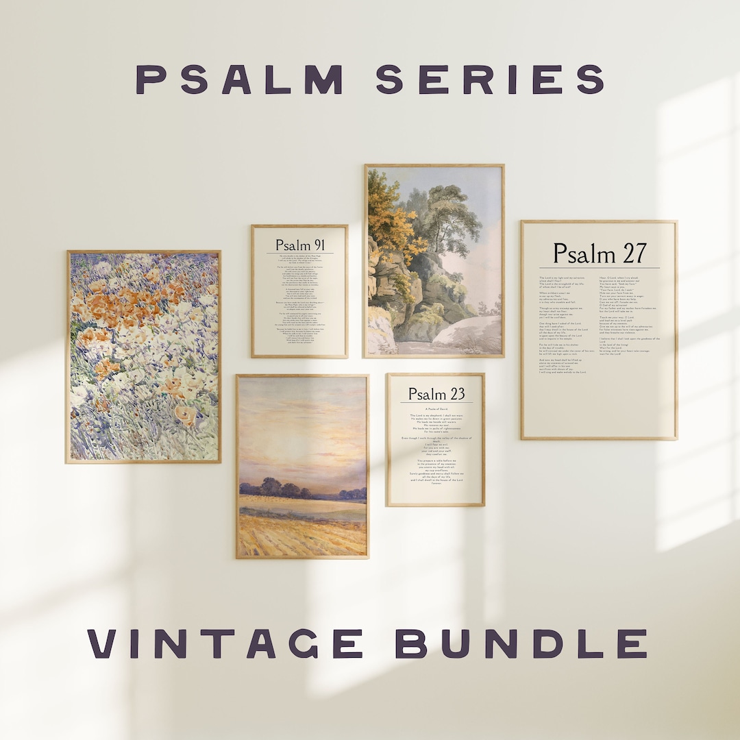 Christian Gallery Set of 6, Psalm Series, Vintage Wall Art, Digital ...