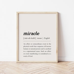 Miracle Definition Print for Christian Home Wall Decor for Church ...