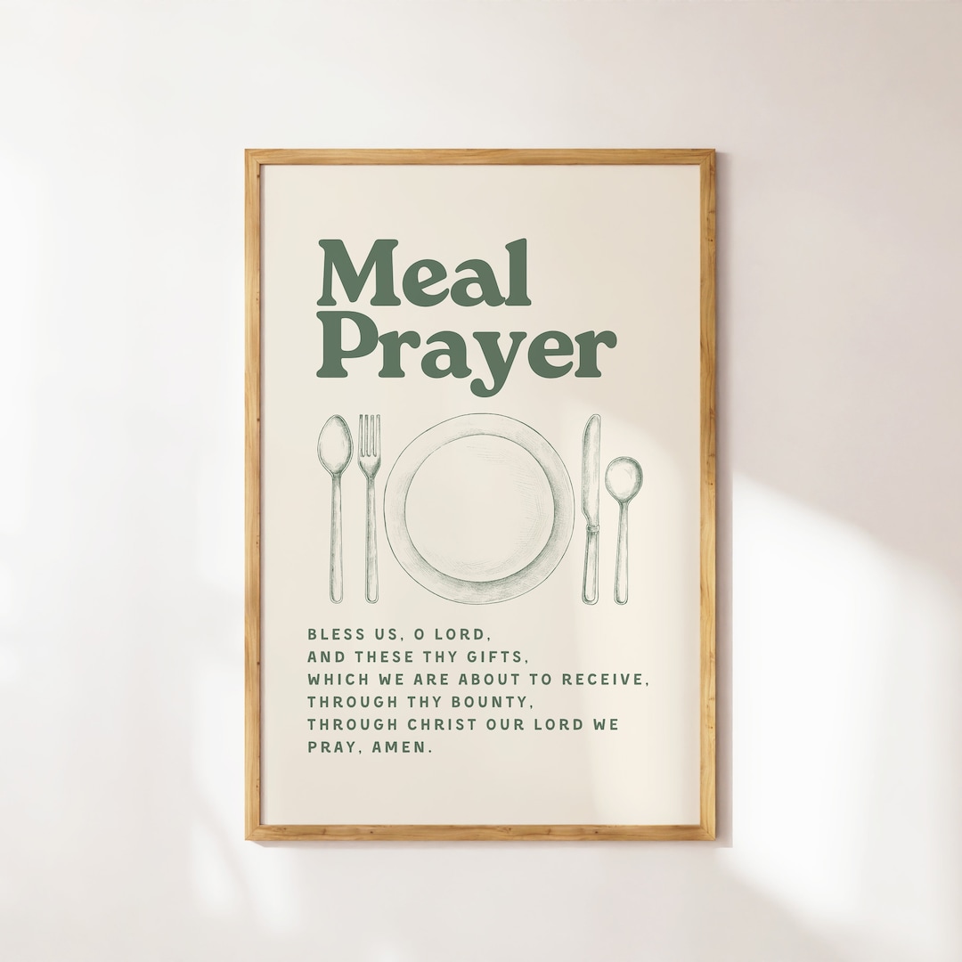 Meal Prayer Retro Christian Wall Art, Minimalist Christian Poster Print ...